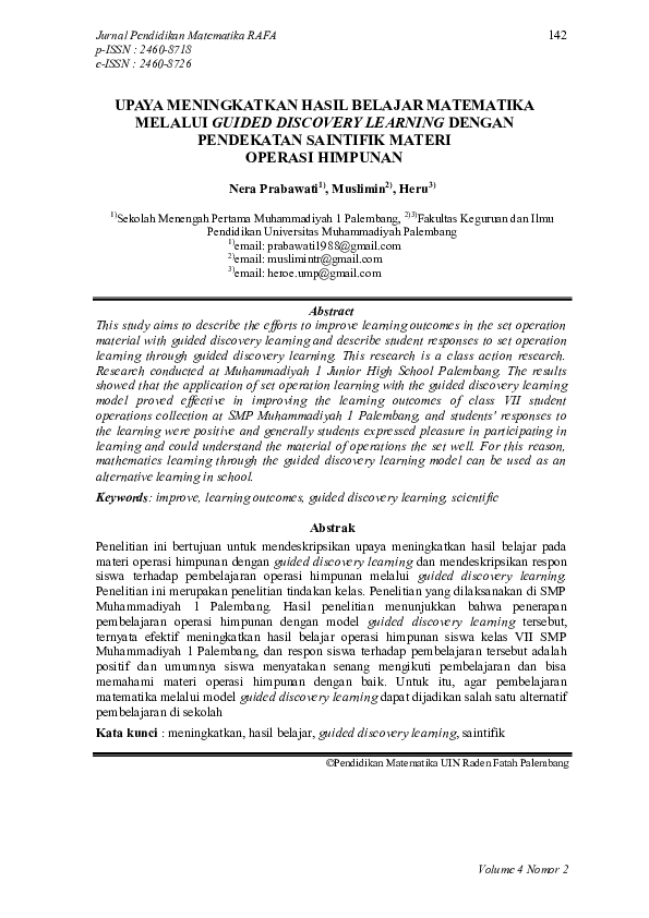 (PDF) Upaya Meningkatkan Hasil Belajar Matematika Melalui Guided Discovery Learning dengan ...