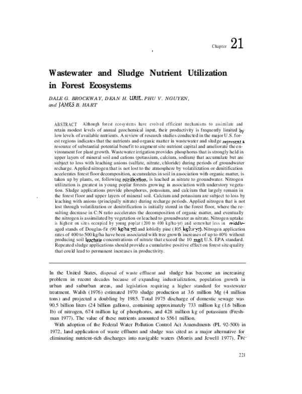 (PDF) The Forest Alternative for Treatment and Utilization of Municipal ...