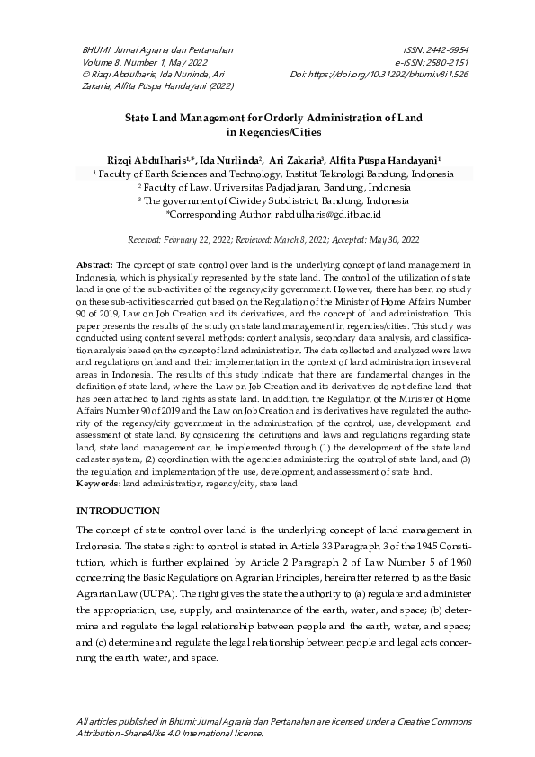 (PDF) State Land Management for Orderly Administration of Land in ...