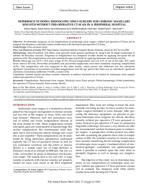 (PDF) Experience of Doing Endoscopic Sinus Surgery for Chronic ...