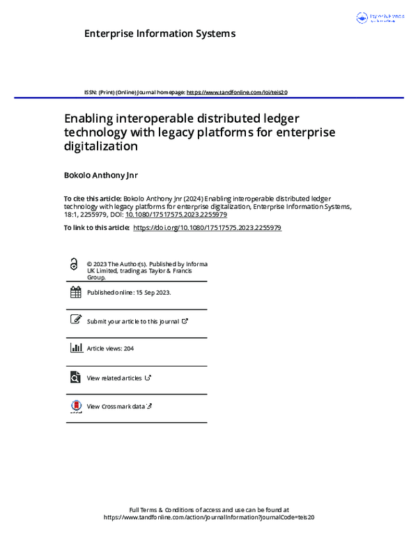 (PDF) Enabling interoperable distributed ledger technology with legacy ...