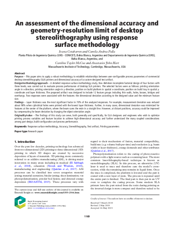 (PDF) An assessment of the dimensional accuracy and geometry-resolution limit of desktop ...