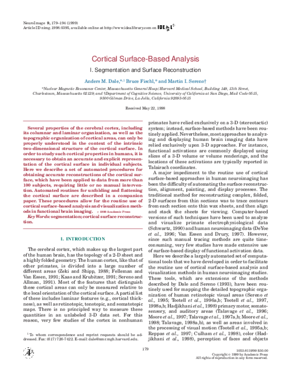 (PDF) Cortical Surface-Based Analysis