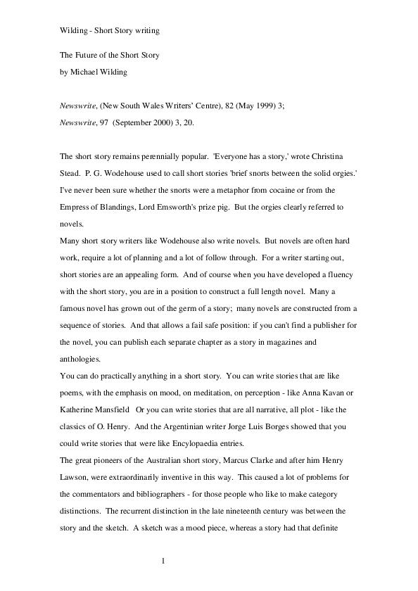 (PDF) The Future of the Short Story