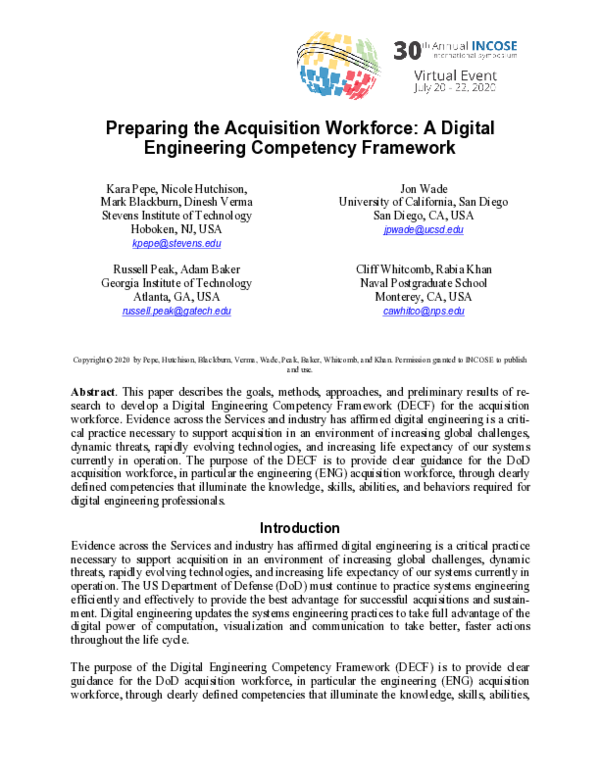 (PDF) Preparing the Acquisition Workforce: A Digital Engineering ...