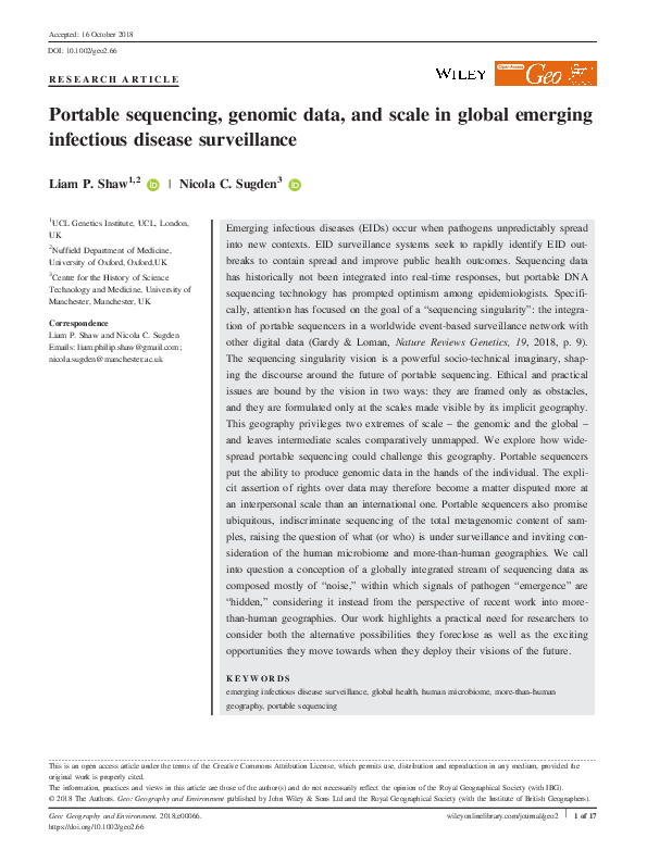 (PDF) Portable sequencing, genomic data, and scale in global emerging ...