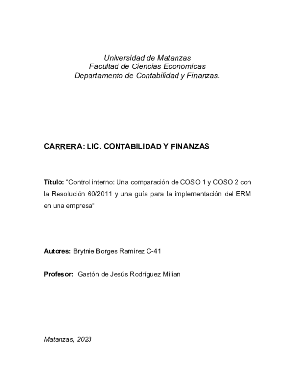 (DOC) “Control interno: Una comparación de COSO 1 y COSO 2 con la ...
