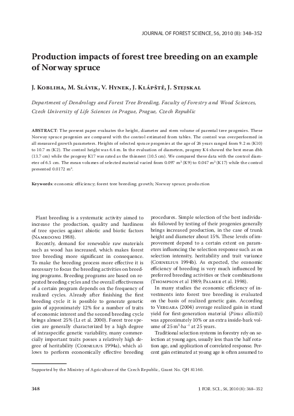 (PDF) Production impacts of forest tree breeding on an example of Norway spruce
