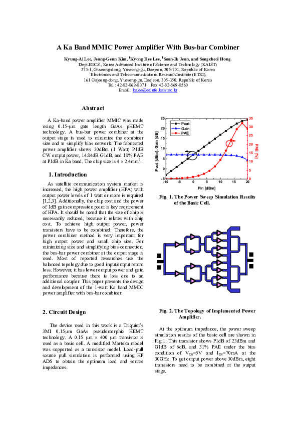 (PDF) A Ka Band MMIC Power Amplifier With Bus-bar Combiner