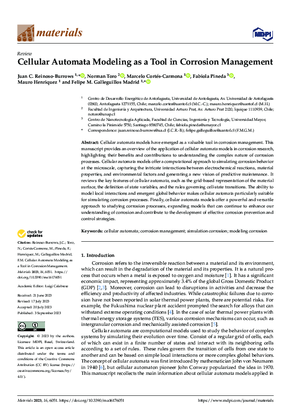 Pdf Cellular Automata Modeling As Tool In The Corrosion Management Marcelo Carmona Juan