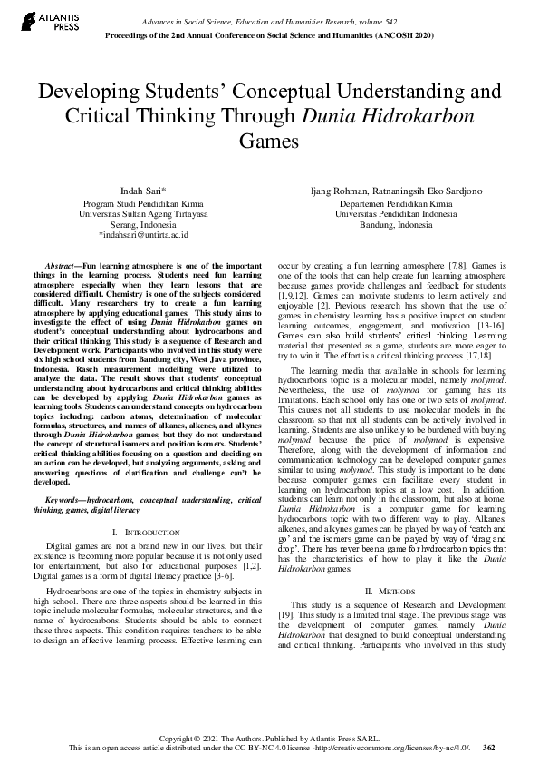 (PDF) Developing Students’ Conceptual Understanding and Critical Thinking Through Dunia ...