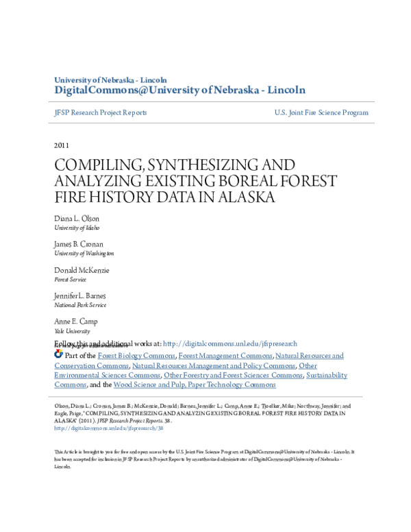 (PDF) Compiling, Synthesizing and Analyzing Existing Boreal Forest Fire History Data in Alaska