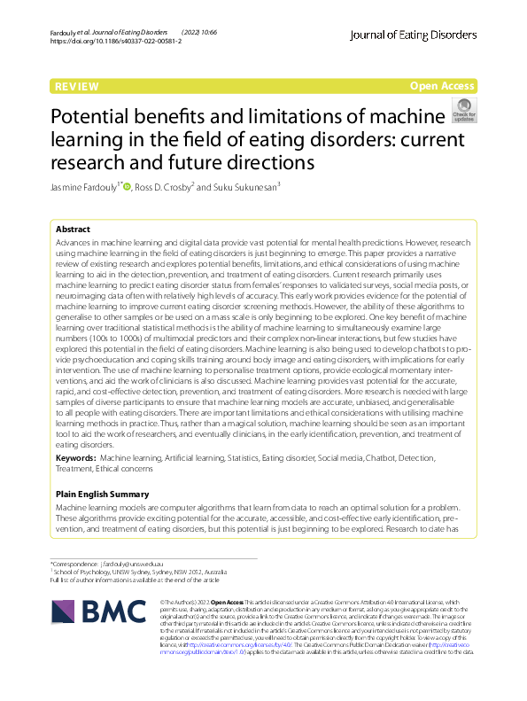 (PDF) Potential benefits and limitations of machine learning in the ...