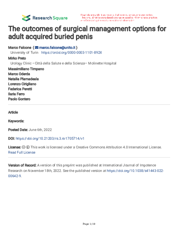 (PDF) The outcomes of surgical management options for adult acquired ...