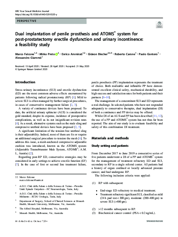 (PDF) Dual implantation of penile prosthesis and ATOMS® system for post ...