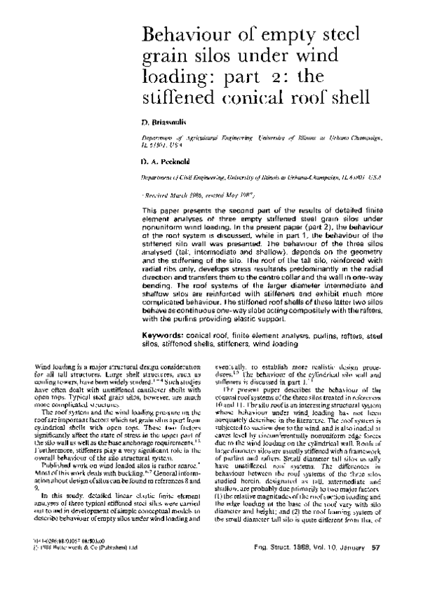 (PDF) Behaviour of empty steel grain silos under wind loading: part 2 ...