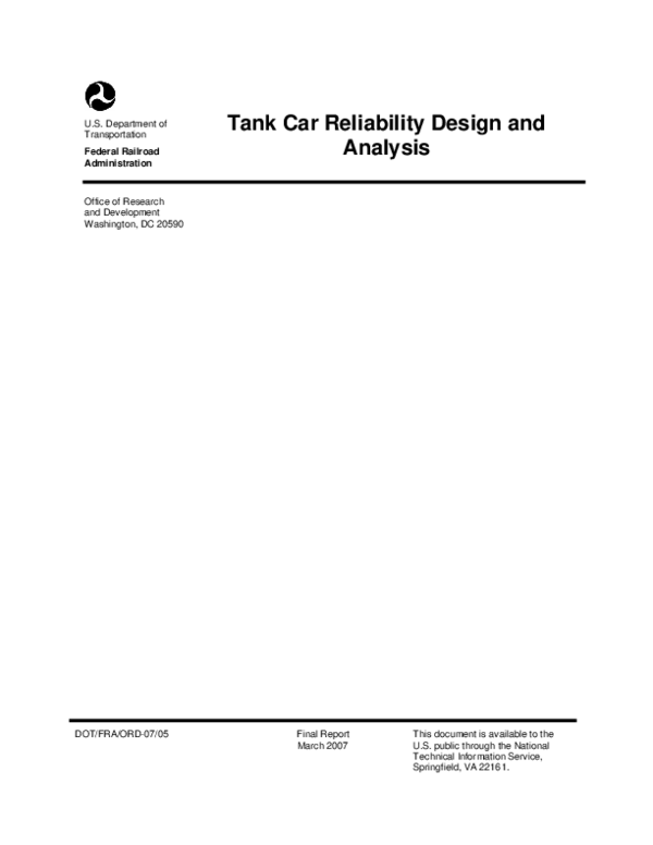 (PDF) Tank Car Reliability Design and Analysis | David Pecknold ...