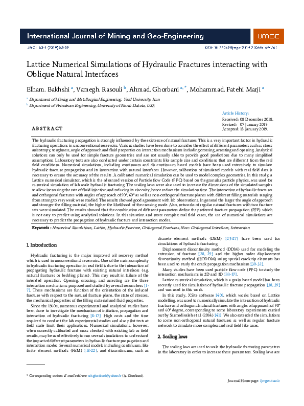 (PDF) Lattice numerical simulations of hydraulic fractures interacting with oblique natural ...