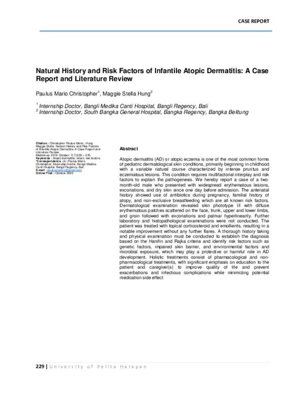 (PDF) Natural History and Risk Factors of Infantile Atopic Dermatitis: A Case Report and ...