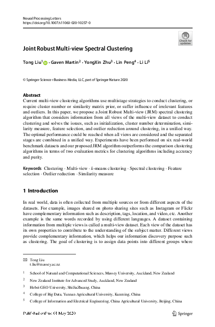 (PDF) Joint Robust Multi-view Spectral Clustering (PDF) Joint Robust Multi-view Spectral Clustering