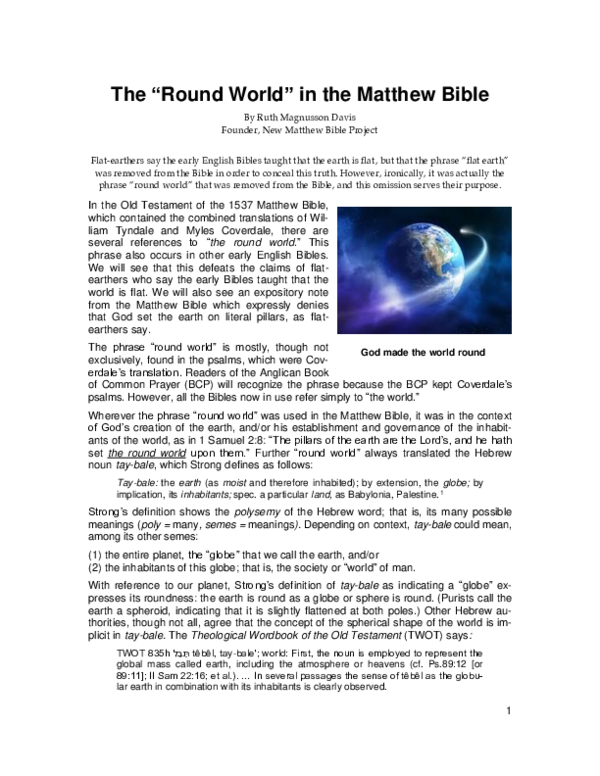 (PDF) The "Round World" in the Matthew Bible