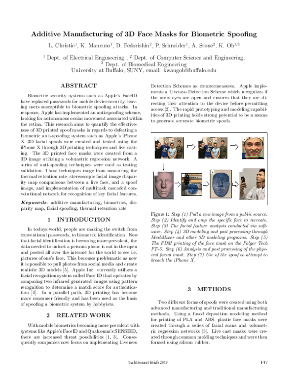 (PDF) Additive Manufacturing of 3D Face Masks for Biometric Spoofing