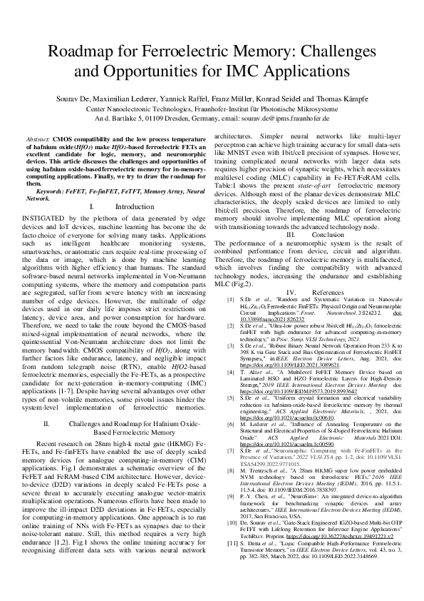 (PDF) Roadmap for Ferroelectric Memory: Challenges and Opportunities ...