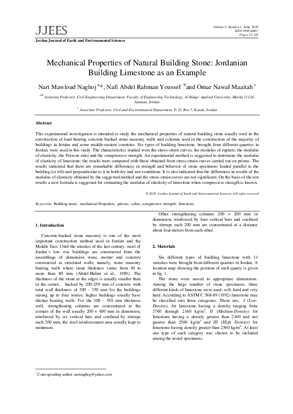 (PDF) Mechanical Properties of Natural Building Stone: Jordanian ...