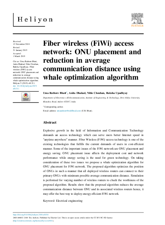 (PDF) Fiber wireless (FiWi) access network: ONU placement and reduction in average communication ...