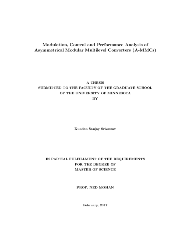 (PDF) Modulation, control, and performance analysis of asymmetric modular multilevel converter ...
