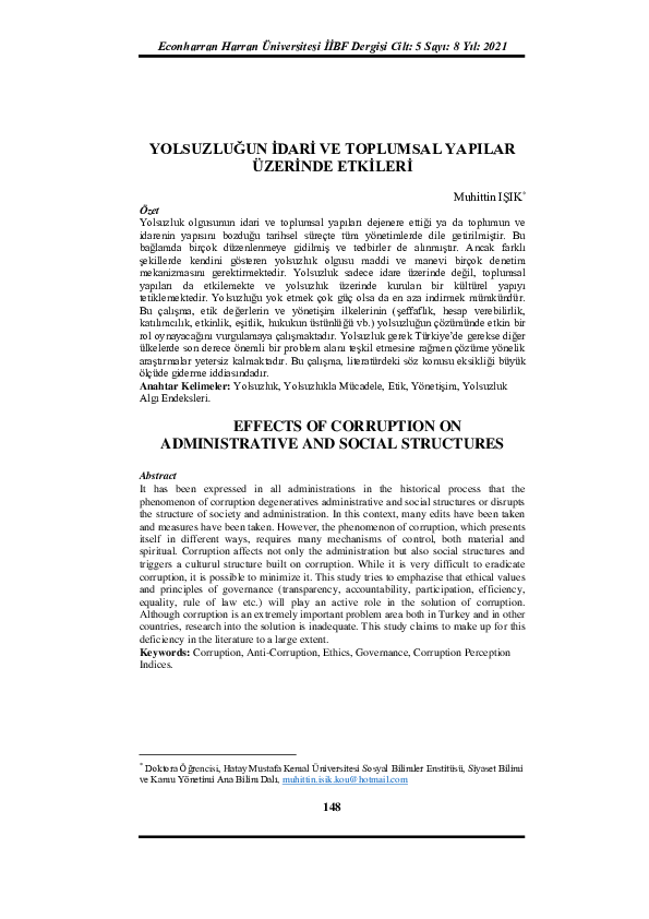 (PDF) Effects of Corruption on Administrative and Social Structures