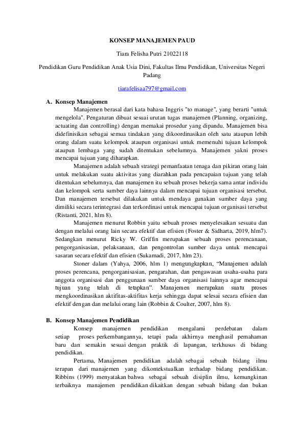 (PDF) KONSEP MANAJEMEN PAUD | Tiara Felisaa - Academia.edu