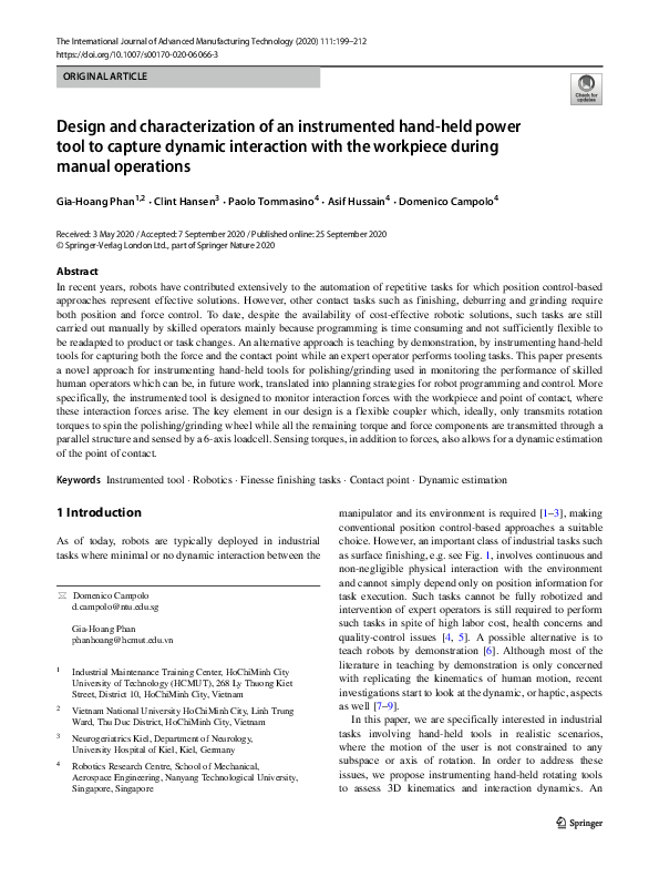 (PDF) Design and characterization of an instrumented hand-held power ...