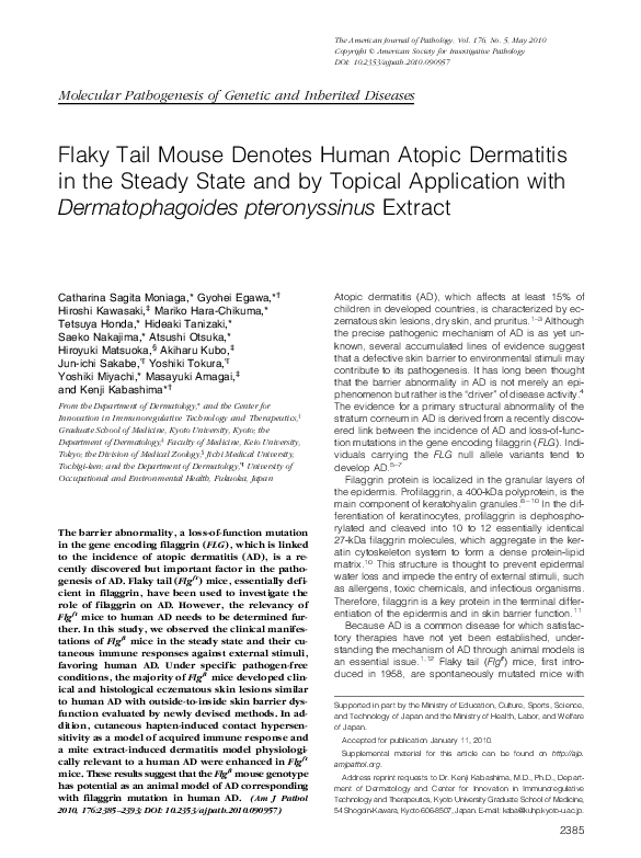 (PDF) Flaky Tail Mouse Denotes Human Atopic Dermatitis in the Steady ...