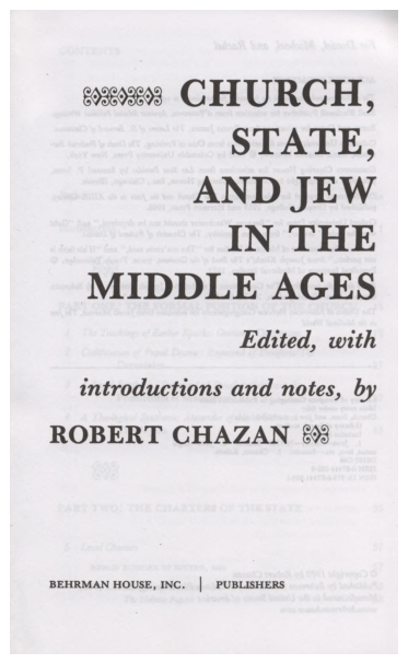 (PDF) Robert Chazan, *Church, State, and Jew in the Middle Ages* (New ...