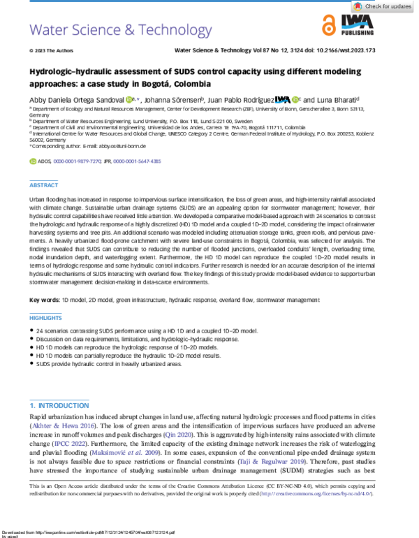(PDF) Hydrologic–hydraulic assessment of SUDS control capacity using ...
