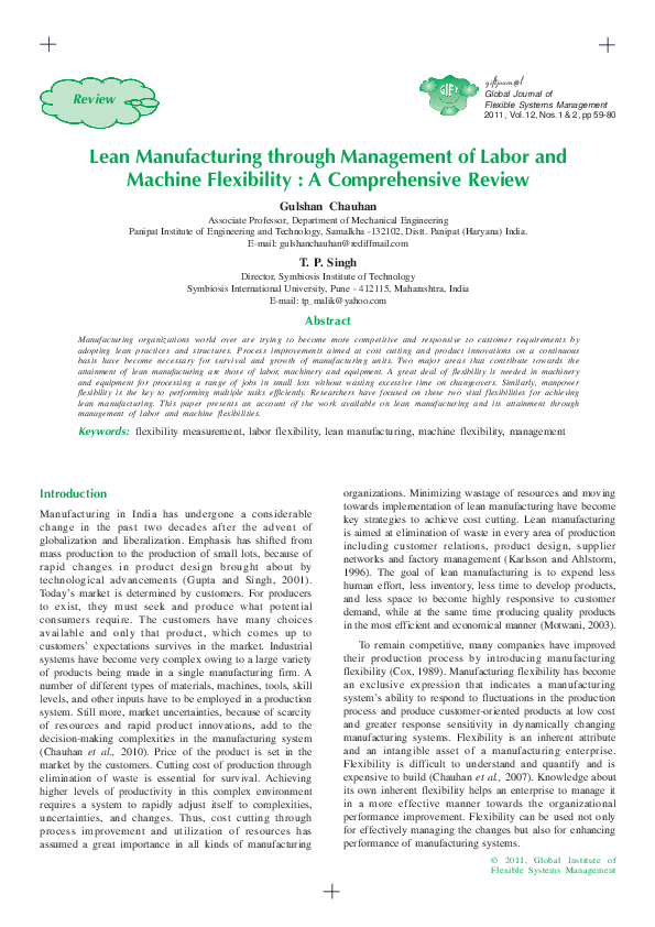 (PDF) Lean Manufacturing through Management of Labor and Machine ...