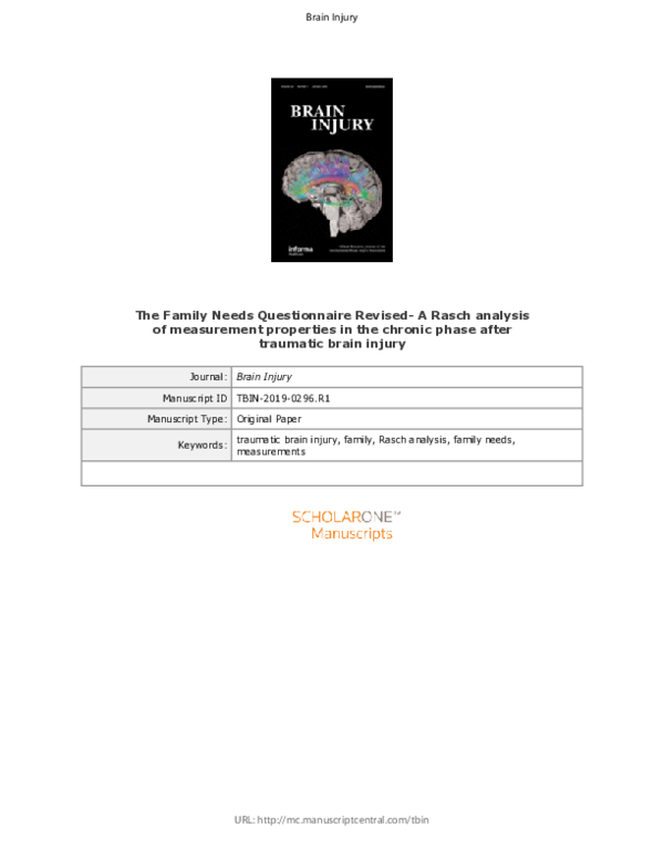 (PDF) The Family Needs Questionnaire-Revised: a Rasch analysis of ...