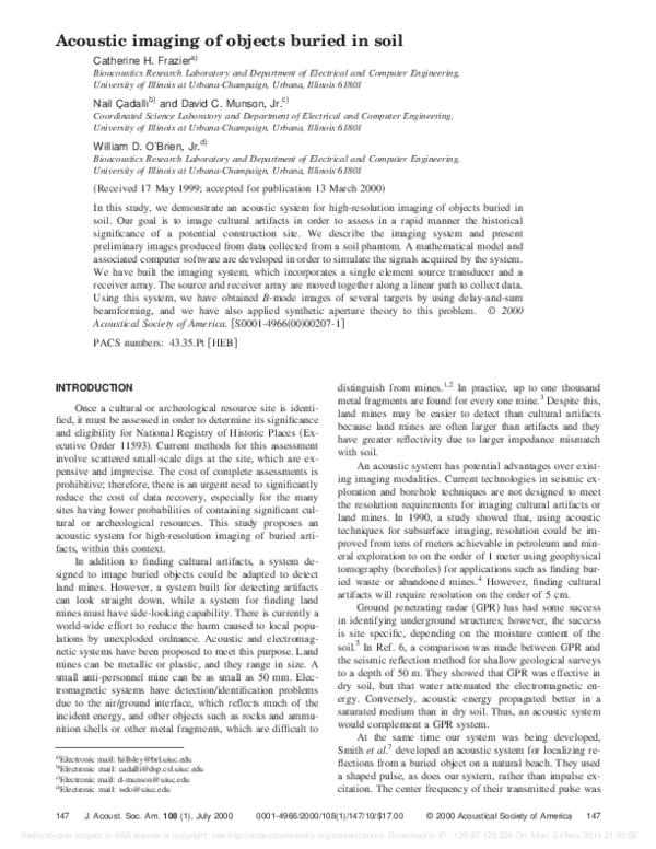 (PDF) Acoustic imaging of objects buried in soil