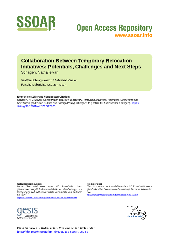 (PDF) Collaboration Between Temporary Relocation Initiatives ...