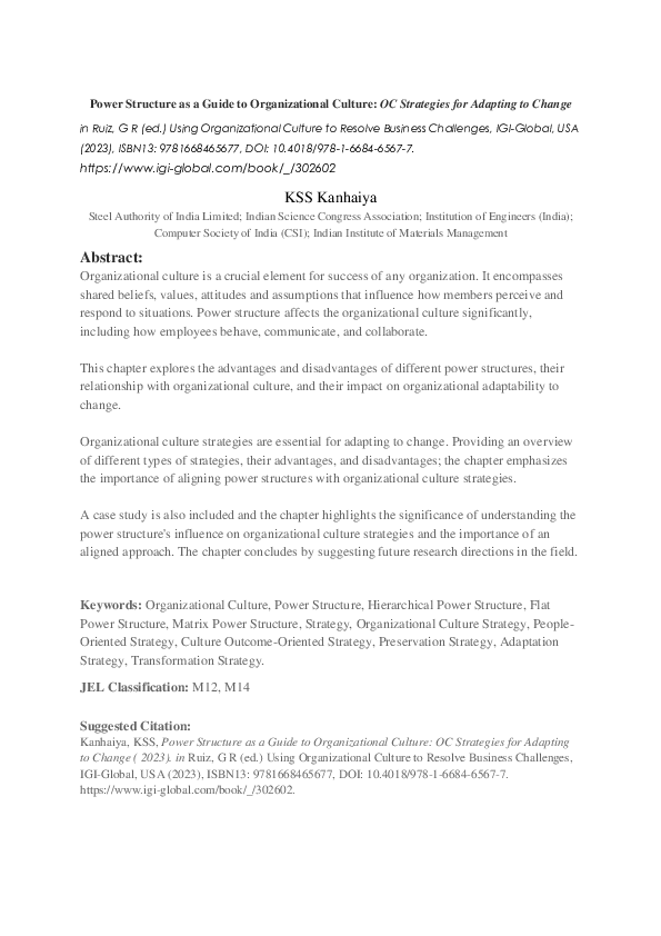 (PDF) Power Structure as a Guide to Organizational Culture: OC ...