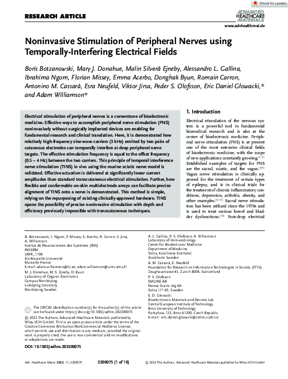 (PDF) Noninvasive Stimulation of Peripheral Nerves using Temporally ...