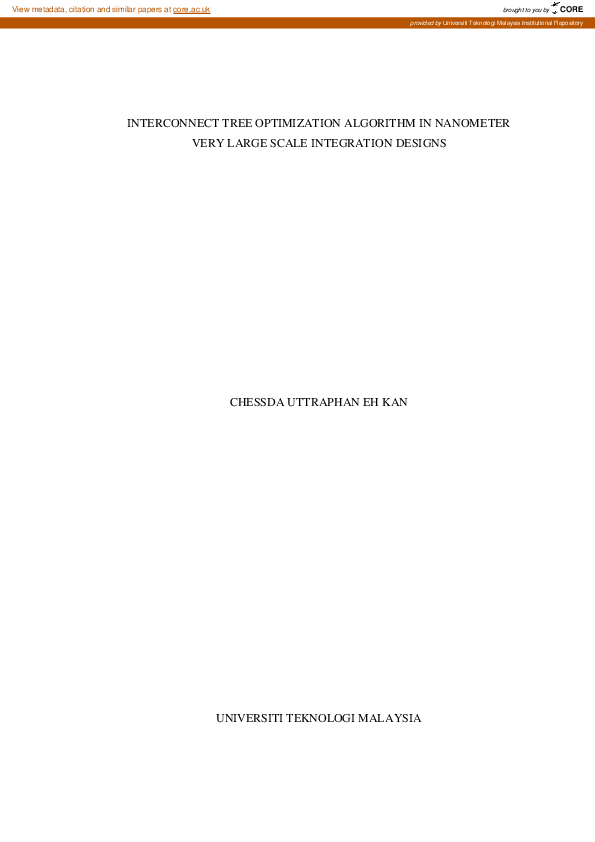 Pdf Interconnect Tree Optimization Algorithm In Nanometer Very Large Scale Integration Designs