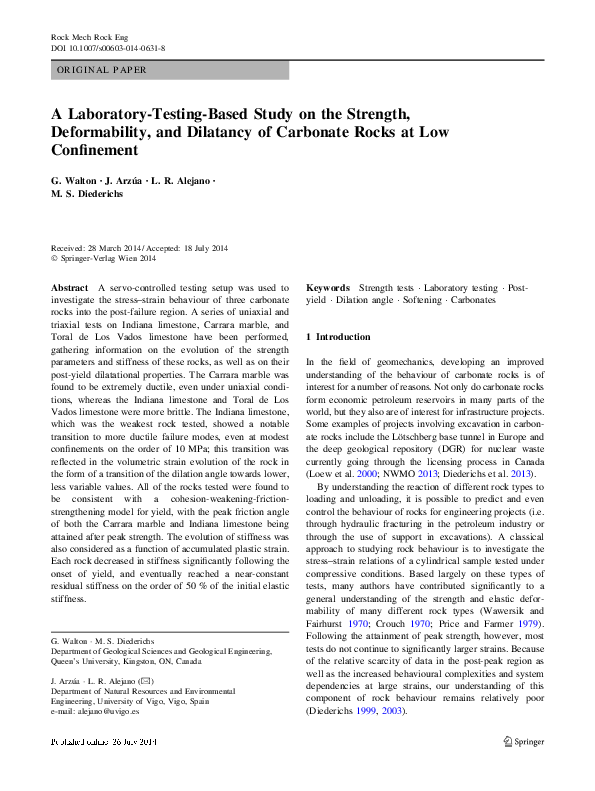 (PDF) A Laboratory-Testing-Based Study on the Strength, Deformability ...