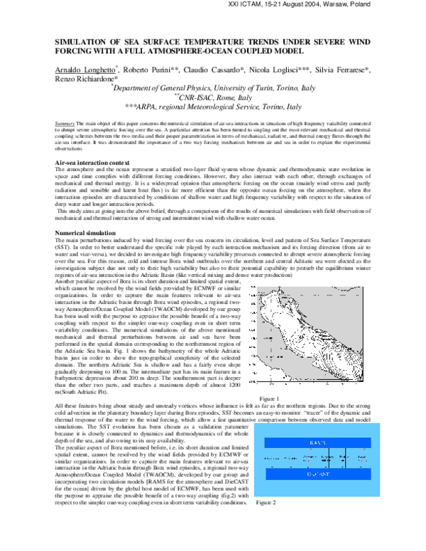 (PDF) Simulation of Sea Surface Temperature Trends Under Severe Wind Forcing with a Full ...