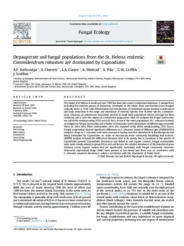 (PDF) Depauperate soil fungal populations from the St. Helena endemic ...