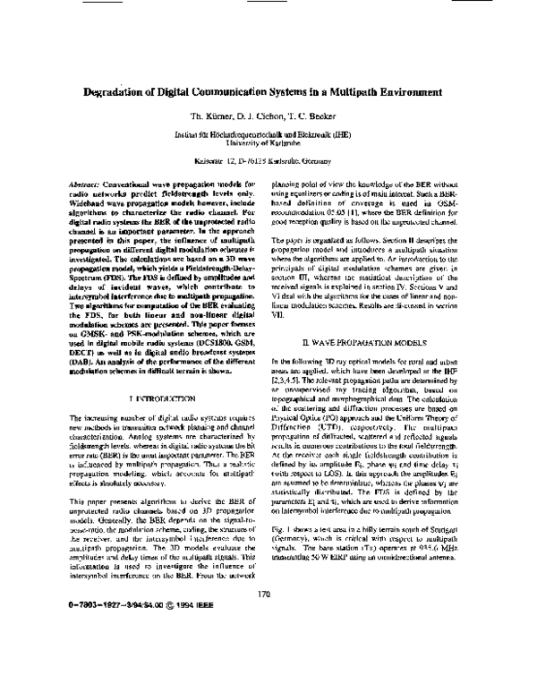 (PDF) Degradation of digital communication systems in a multipath ...