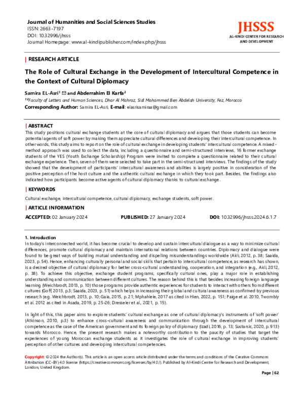 (PDF) The Role of Cultural Exchange in the Development of Intercultural ...