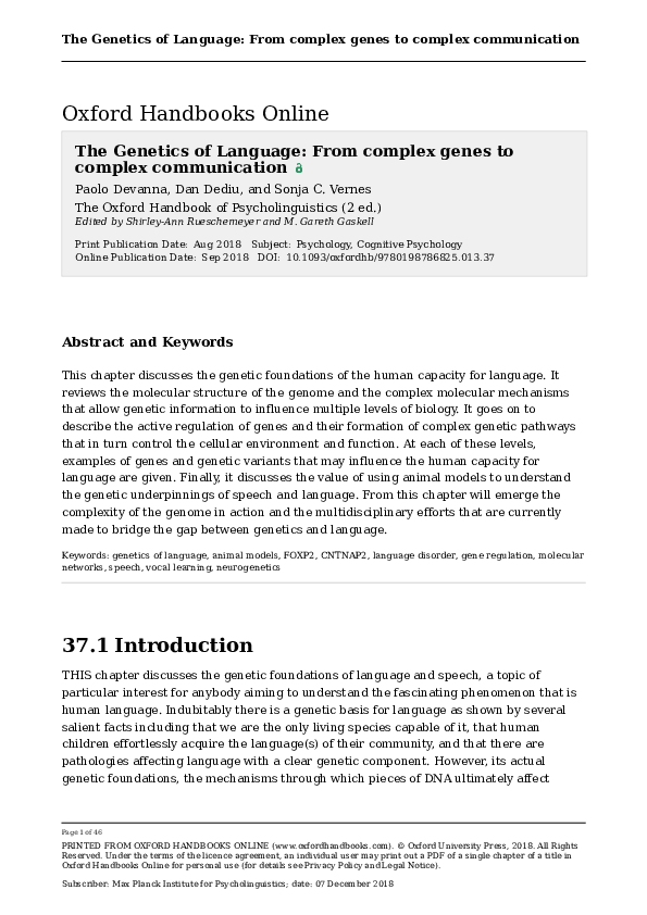 (PDF) The Genetics of Language