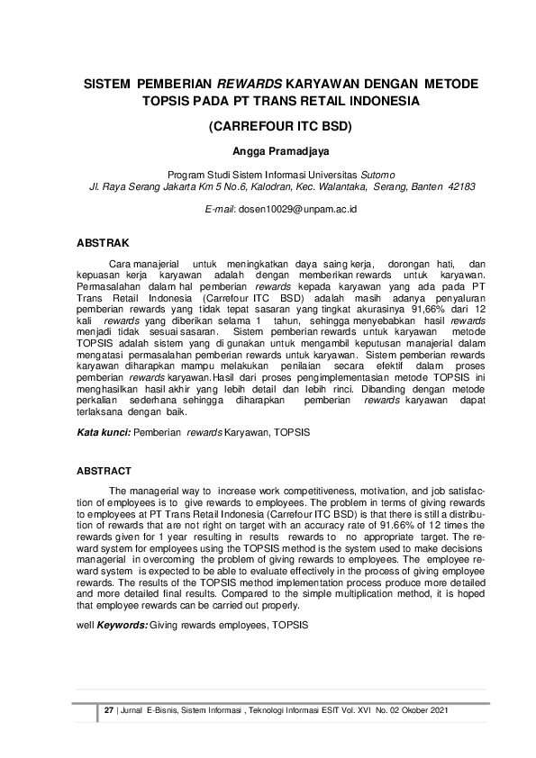 (PDF) Sistem Pemberian Rewards Karyawan Dengan Metode Topsis Pada PT ...